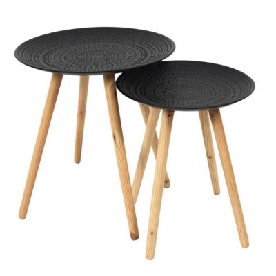 KAPI - Tables Gigognes Noires Motif Pois en Relief | Castorama