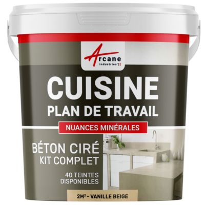 KIT BETON CIRE CUISINE ET PLAN DE TRAVAIL Vanille Beige - 2 m² (en 2 ...
