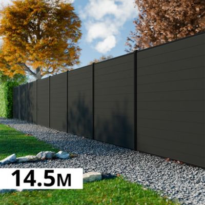 Kit Clôture Bois Composite Anthracite 14,5x1,8m RIO - Poteaux en ...