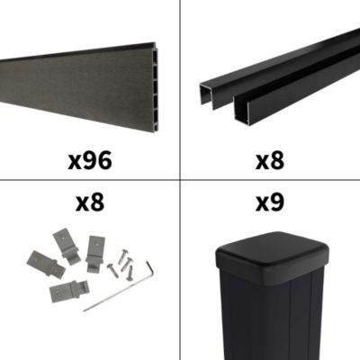 Kit Clôture Bois Composite Anthracite 14,5x1,8m RIO - Poteaux en ...