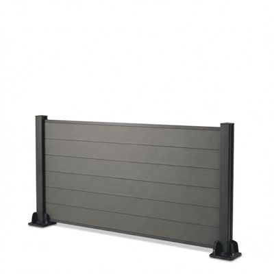 Kit clôture composite et aluminium sur platine L10.8m x H1m gris quartz