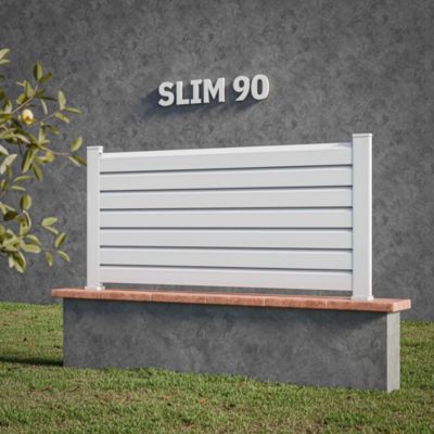 Kit Clôture SLIM PVC Blanc H. 90 cm x L. 11.10 m - 7 Lisses claire-voie ...