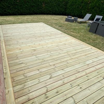 Kit complet terrasse Pin autoclave Vert pour 1 m², Lames 3,3 m ...