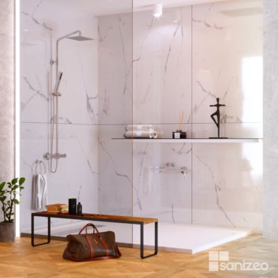 Kit de 2 Panneaux d'Habillage Décoratif Mural Douche, L120xl120x0.4 cm ...