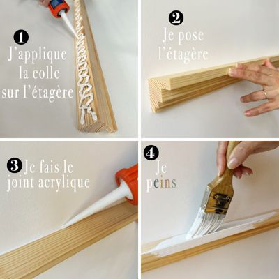 Kit de 2 étagères murales en bois - Moulures décoratives - Pin Massif ...
