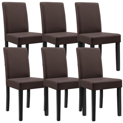 Kit de 6 Chaises Bois Cuir-synthétique 90x42x48 cm marron - mat en.casa ...