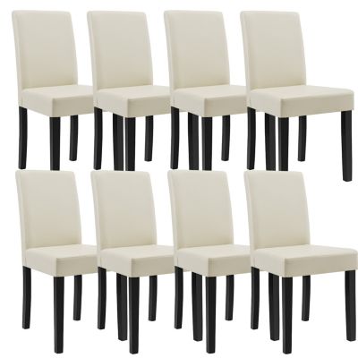 Kit de 8 Chaises rembourées Bois Cuir synthétique 90x42x48 cm crème ...