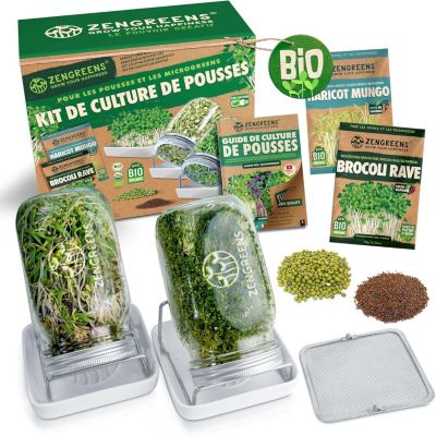 Kit de germoir pour graines à germer Bio Lot de 2 bocaux à pousses ...