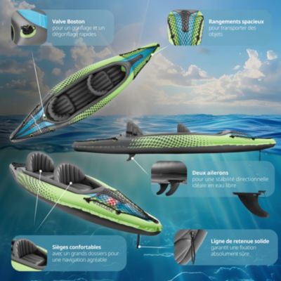 Kit de kayak avec 2 pagaies max160 kg sac de transport inclus vert