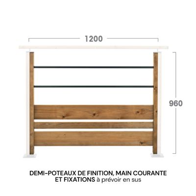 Kit de remplissage pour garde-corps avec traverses pose à plat, Moka KORDO