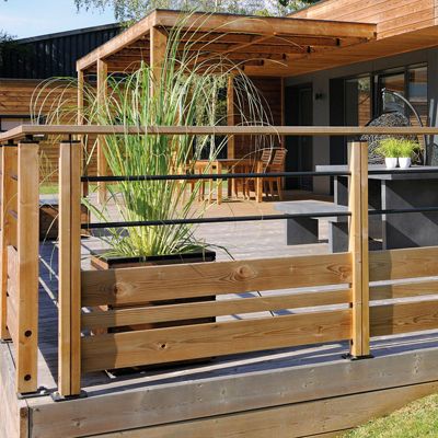 Kit de remplissage pour garde-corps avec traverses pose à plat, Moka KORDO