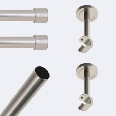 Kit de tringle à rideaux Nickel Mat 150cm Diam.20mm Embout Capuchon ...