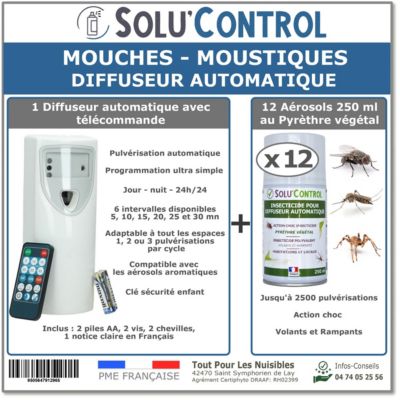 Kit Diffuseur Automatique avec Télécommande + 12 Aérosols au Pyrèthre ...