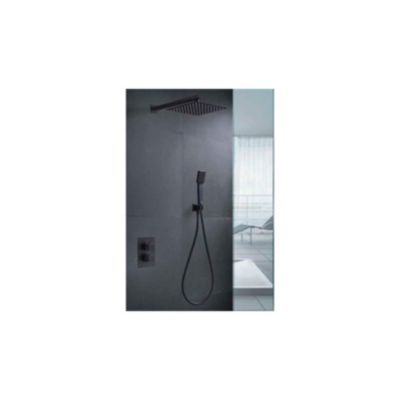 Kit douche thermostatique encastre chrome acier et laiton 2 voies 25x25br