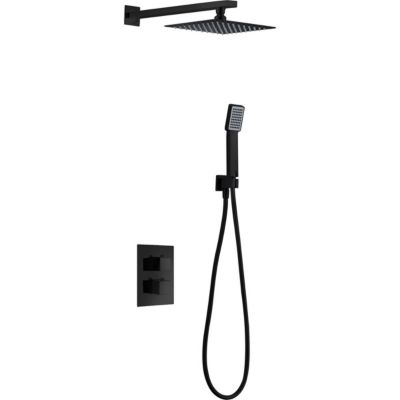 Kit douche thermostatique encastre chrome acier et laiton 2 voies 25x25br