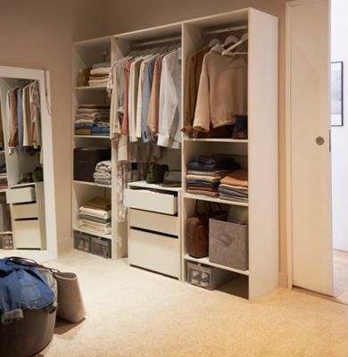 Kit dressing 2 colonnes avec bloc tiroirs Mobil blanc H. 199,4 x l. 200 ...