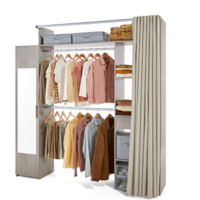 Kit dressing 2 colonnes avec porte miroir et rideau Taylor décor chêne ...