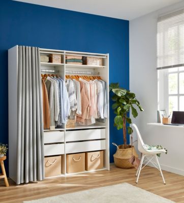 Kit dressing 2 colonnes Keppel blanc H. 200 cm x L. 160 cm avec rideau gris