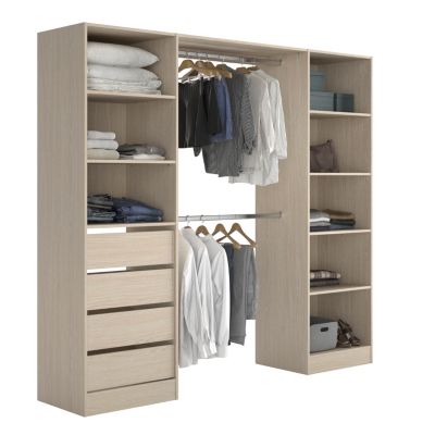 Kit dressing 2 colonnes Qazus H. 200 cm x L. 220 cm décor chêne clair ...