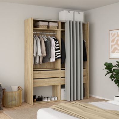 Kit dressing 2 colonnes réversibles avec rideau Keppel II effet chêne H ...