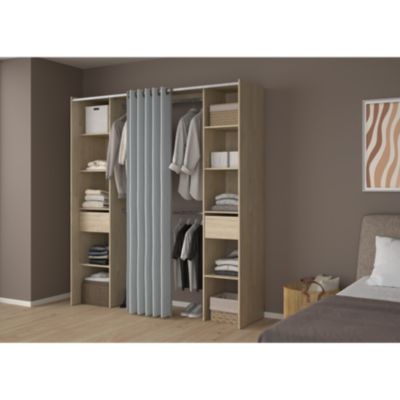 Kit dressing 2 colonnes réversibles avec rideau Komet II décor chêne H ...