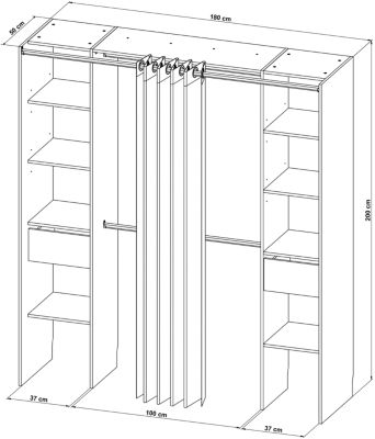 Kit dressing 2 colonnes réversibles avec rideau Komet II décor chêne H ...