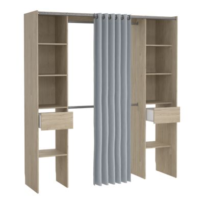 Kit dressing 2 colonnes réversibles avec rideau Komet II décor chêne H ...