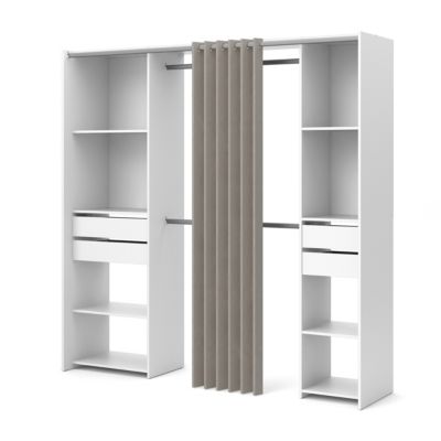 Kit dressing décor blanc avec rideau l. 200 x H. 200,4 x P. 48,25 cm