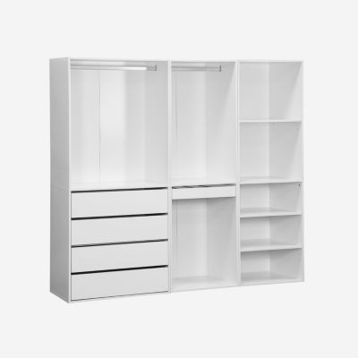 Kit dressing modulable avec 3 éléments. étagères. tiroirs. penderie ...