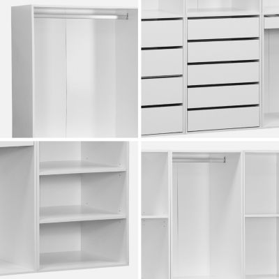 Kit dressing modulable avec 4 éléments. blanc. panneaux stratifiés