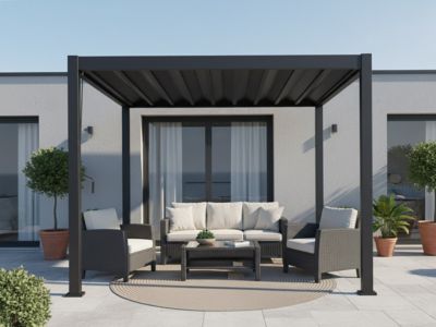 Kit pergola bioclimatique toit rétractable Evora Graphite 4 x 3 m ...