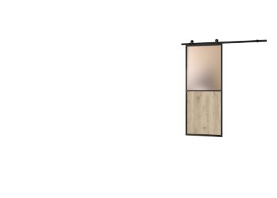 Kit porte Coulissante en applique Contemporain noir cadre en aluminium ...