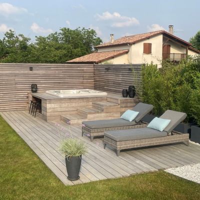 Kit terrasse complet - PADOUK - Ep.21 mm x l.120 mm - L.1,80 m / 40 m²