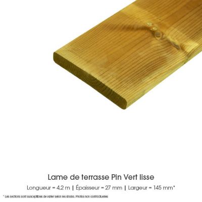 Kit terrasse complet - PIN VERT - AB LISSE - Ep.27 mm x l.145 mm - L.4 ...