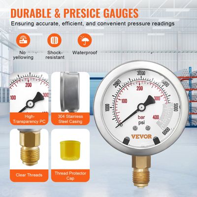 Kit test pression hydraulique 250/400/600 bars, 3 manomètres, 9 ...