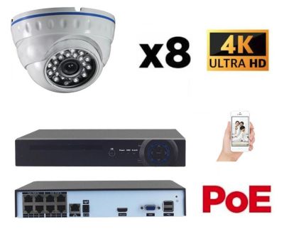 Kit vidéo-surveillance 8 caméras dome ip ultrahd 4k - 8mp poe | Castorama