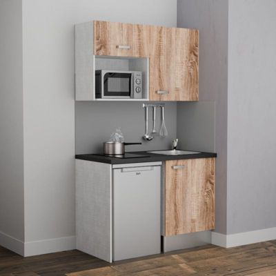 Kitchenette K07L-PT - 120 cm avec plan de travail et évier - Façade ...