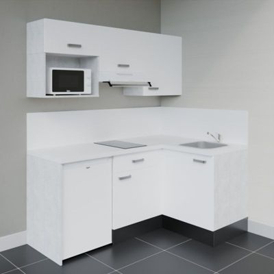 Kitchenette KA03 façades Blanc - Plan de travail Blanc - Crédences ...