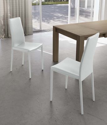 Kitty Chaise en éco-cuir blanc 4 pcs