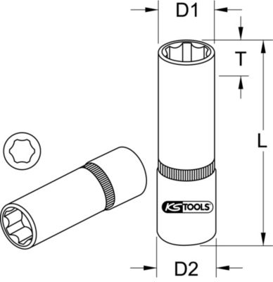 KS Tools - 922.1242 - Douille longue 6 pans ULTIMATE 1/2'', 12 mm