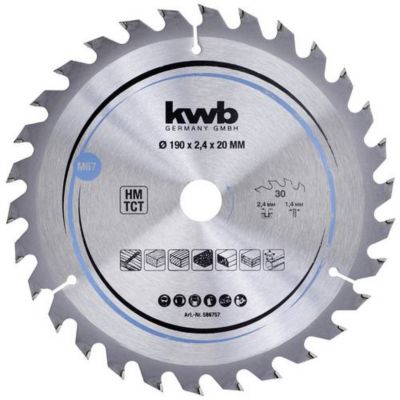 kwb Lame de scie circulaire carbure 190 x 20 mm CleanCut, 30 dents Z-30 ...