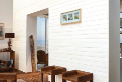 Lambris épicéa brossé blanc 205x18cm (vendu à la botte) | Castorama