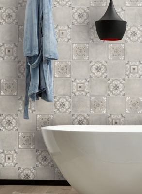 Lambris PVC aspect carreaux de ciment (vendu à la botte) | Castorama