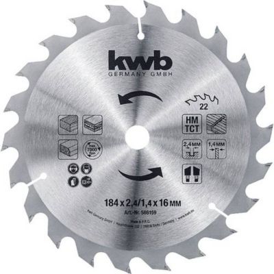 Lame de scie circulaire carbure 184 x 16 mm, 22 dents - CleanCut