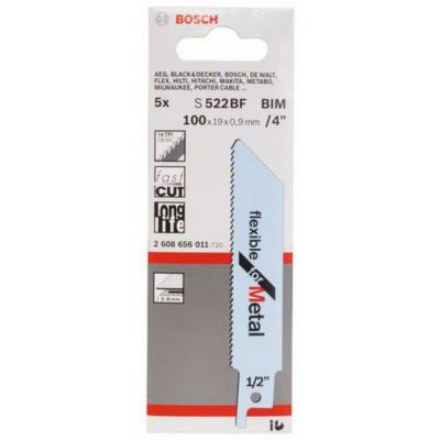 Lame de scie-sabre S 522 BF Flexible for Metal, lot de 5, BIM, 225 mm