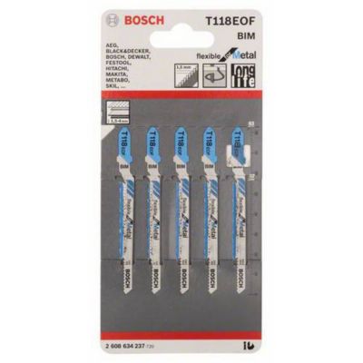Lame de scie sauteuse Bosch 2608634237 T118EOF BIM Flexible for Metal ...