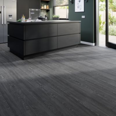 Lame PVC clipsable Mambo 124x19 cm décor bois gris anthracite GoodHome (vendue au carton ...