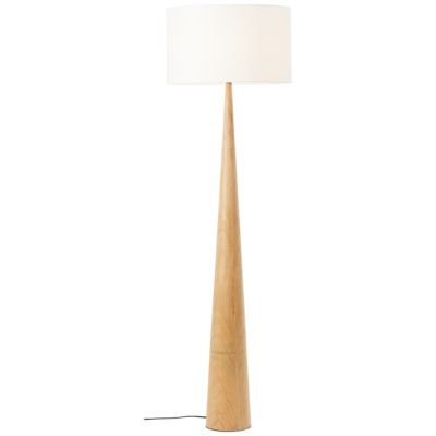 Lampadaire Kirou blanc pied bois IP20 E27 H.150cm Brilliant