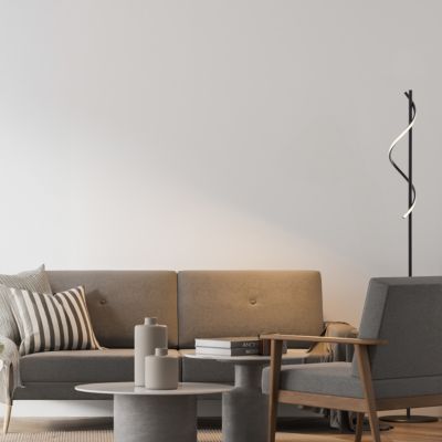 Lampadaire LED Eunice métal noir mat H.150cm IP20 E27 16W Brilliant