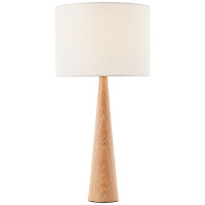 Lampe à poser Kirou blanc pied bois IP20 E27 H.50cm Brilliant